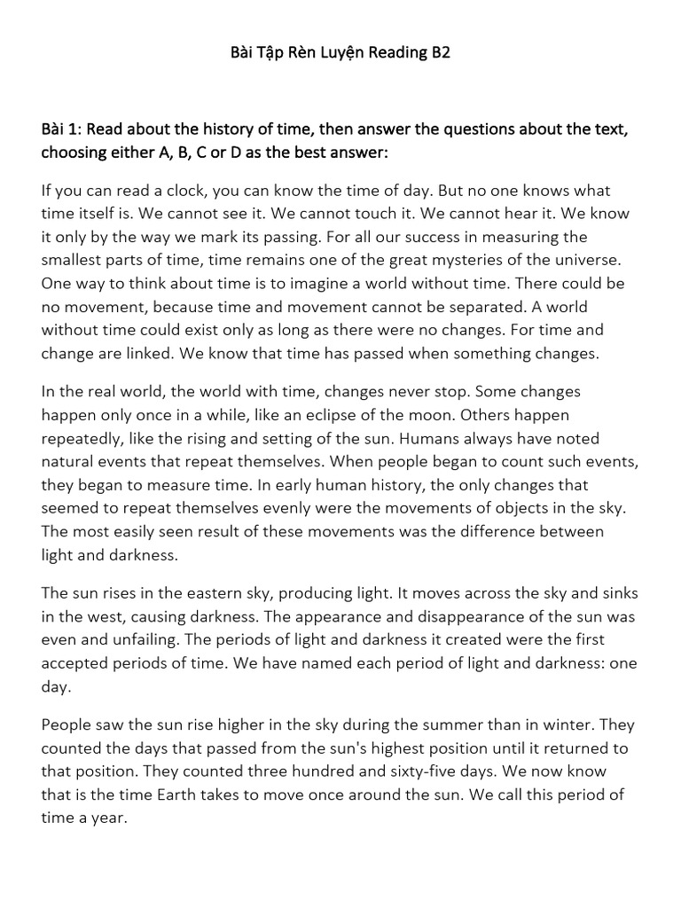 Bài Tập Rèn Luyện Reading B2 | PDF | Plate Tectonics | Domestication