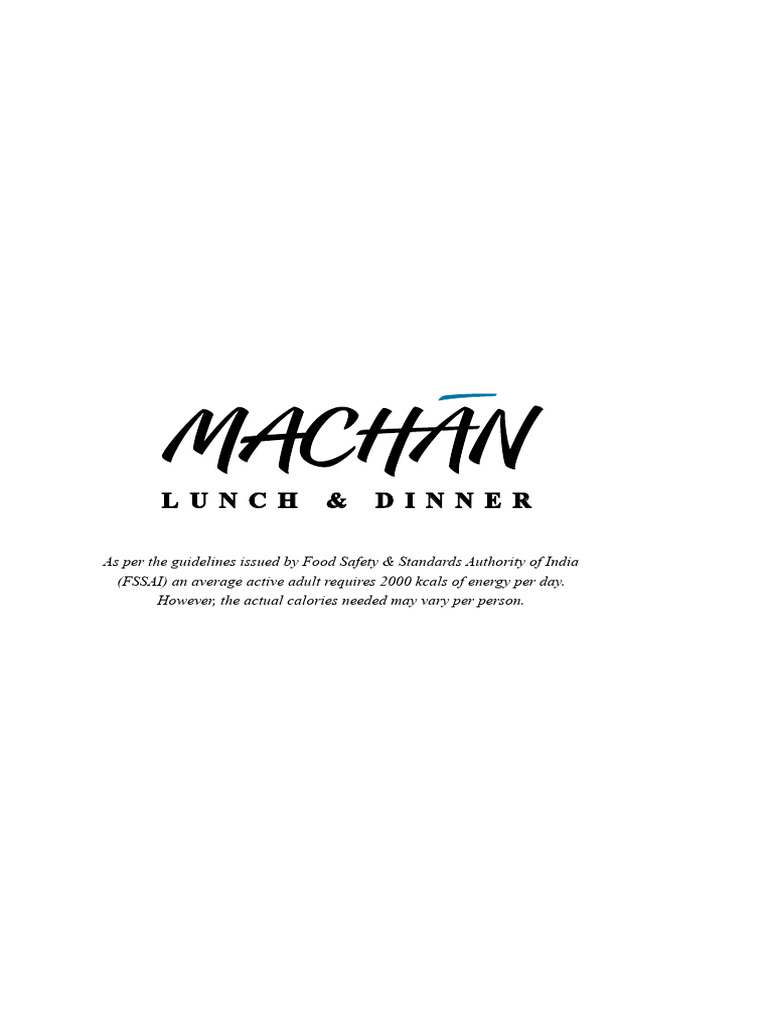 Machan - Lunch _ Dinner Menu- Final (1) | PDF | Indian Cuisine | Cuisine