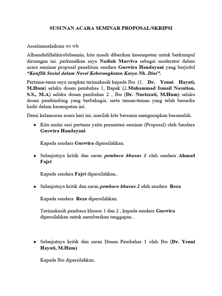 Susunan Acara Sempro | PDF