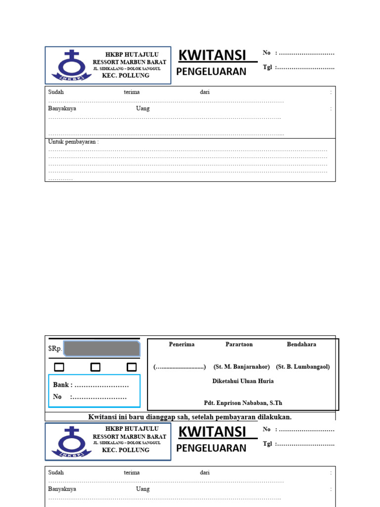 KWITANSI Pemasukan Dan Pengeluaran | PDF