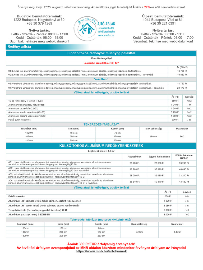 Eleszerelt Redony Arak Arlista | PDF