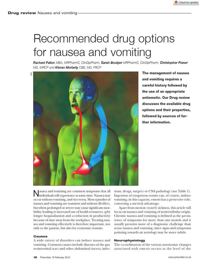 Prescriber - 2010 - Fallon - Recommended Drug Options For Nausea and Vomiting | PDF | Nausea ...