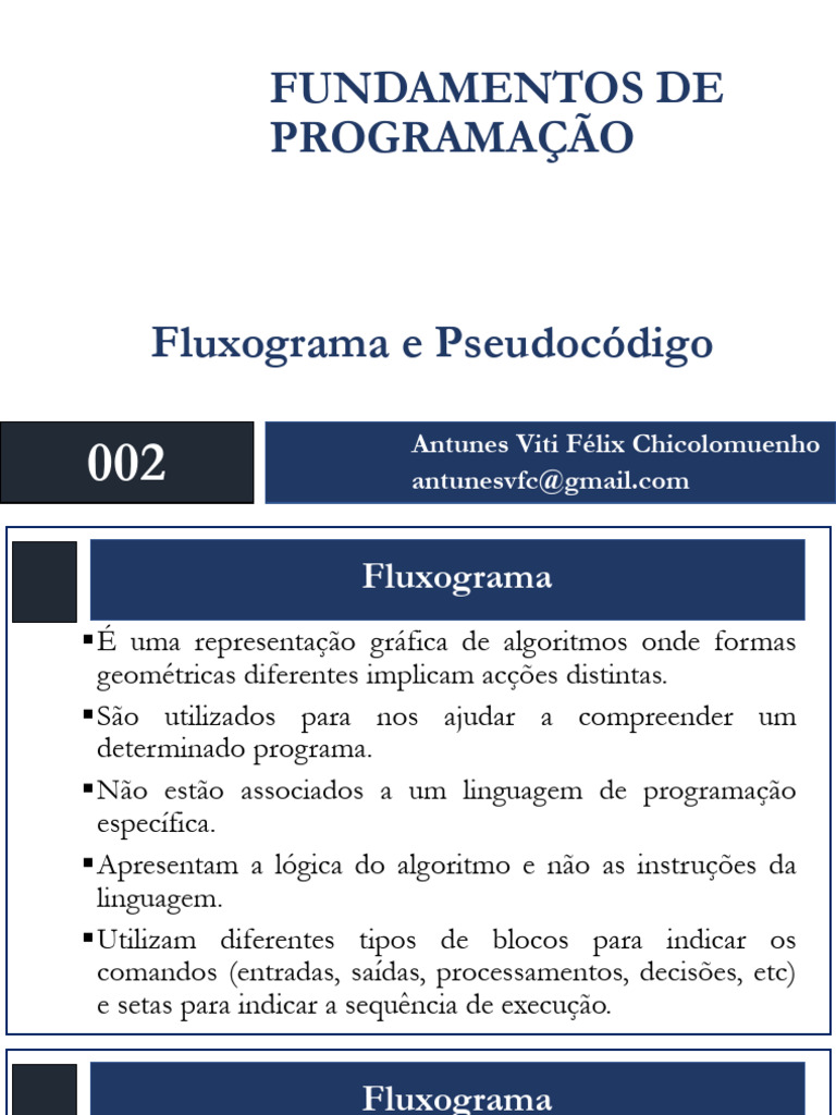 00 2 Fluxograma e Pseudo Codigo | PDF | Algoritmos | Tipo de dados 00 2 Fluxograma e Pseudo Codigo | PDF | Algoritmos | Tipo de dados