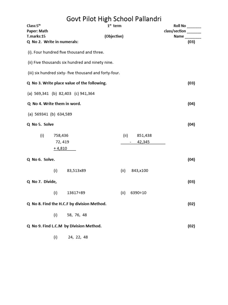 Math 5 | PDF | Mathematics | Arithmetic