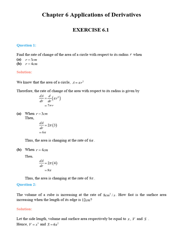 Application of Derivatives Solutions | PDF | Tangent | Slope