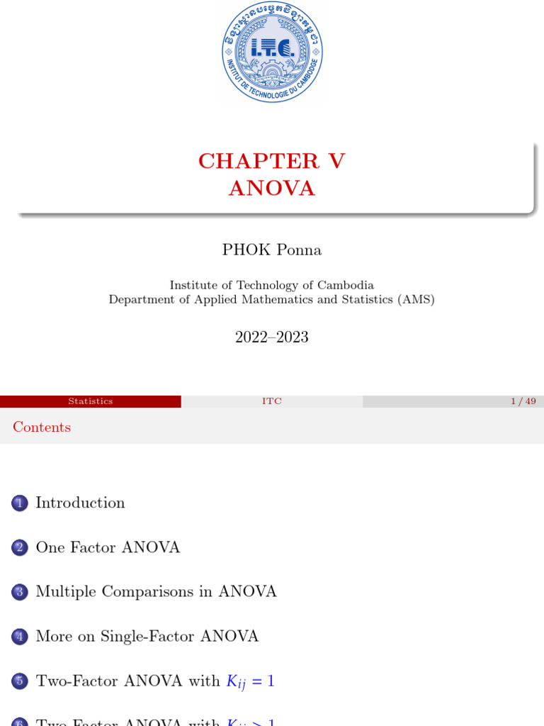 Chapter6_ANOVA | PDF | Analysis Of Variance | Statistics