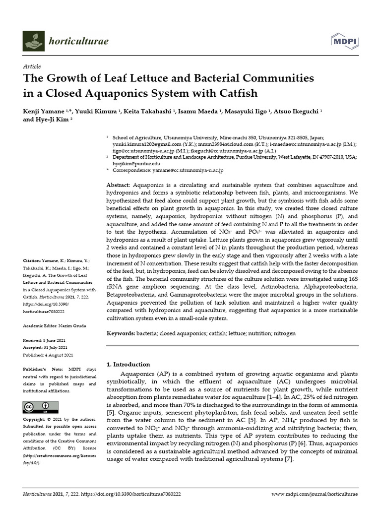 The Growth of Leaf Lettuce and Bacterial Communities in A Closed ...