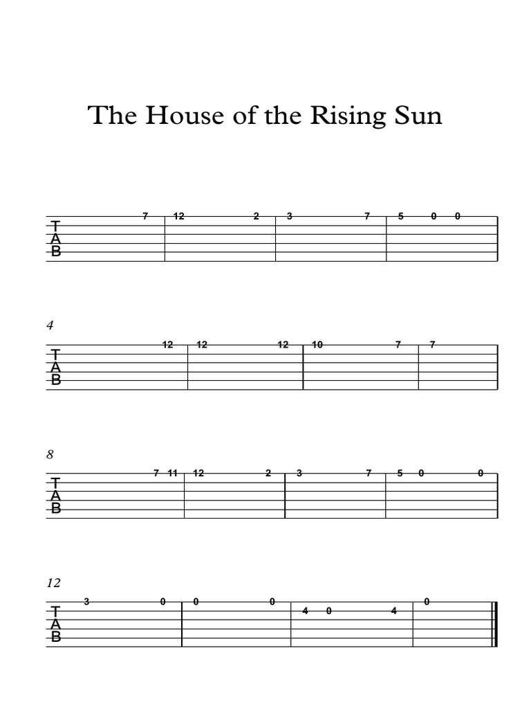 The House of The Rising Sun TABla - Partitura Completa | PDF