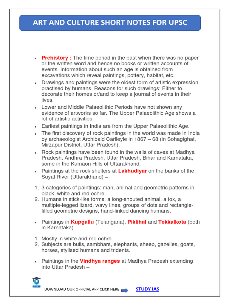 Art and Calture Notes Study Ias | PDF