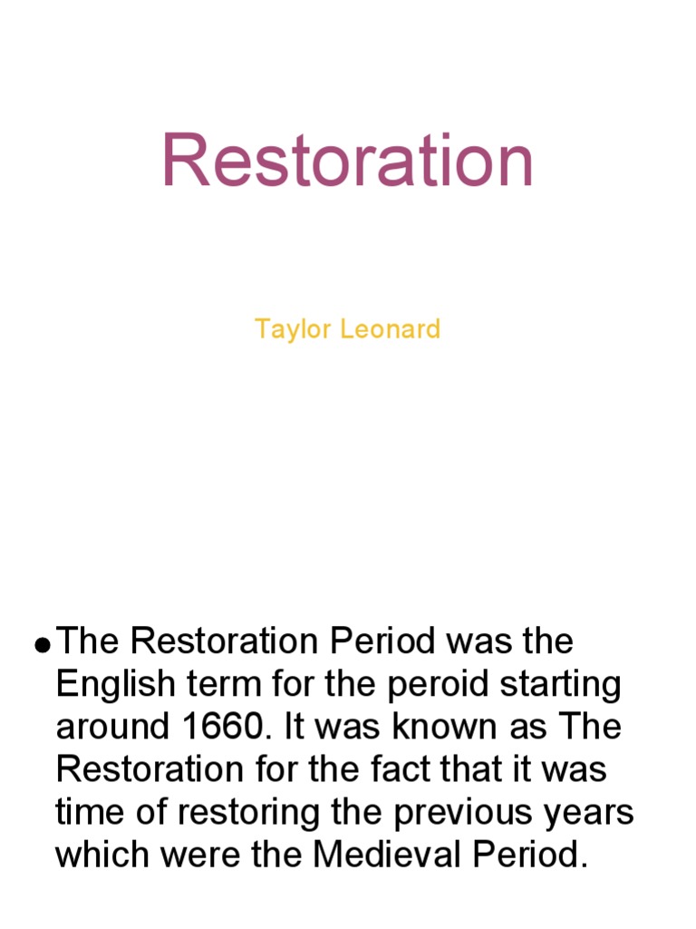 Overview of the Restoration Period | PDF | Social Science | Art