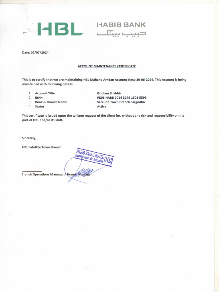 Account Maintenance Letter | PDF