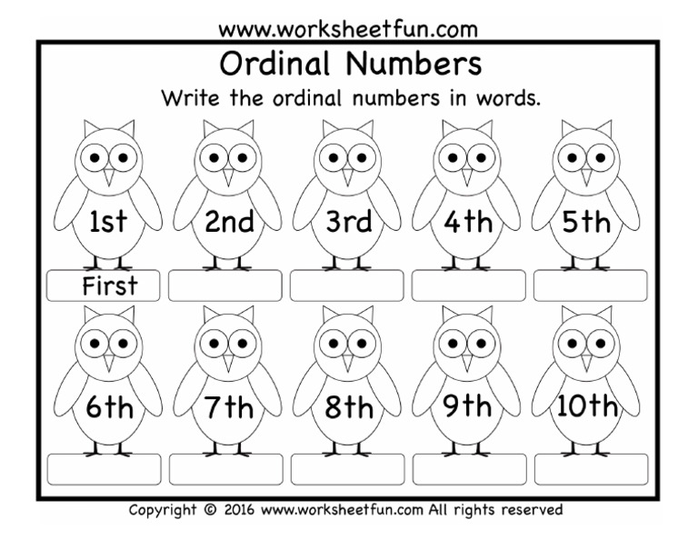 Wfun16 Ordinal Numbers Words T1 1 | PDF