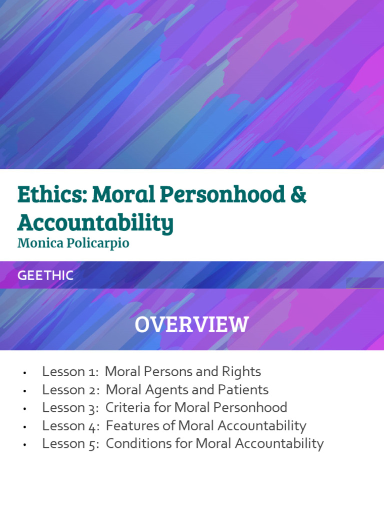 Moral Personhood and Accountability Guide | PDF | Rights | Morality
