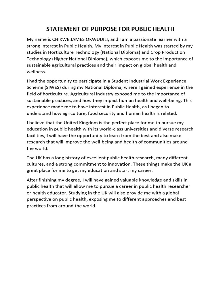 Public Health Study Goals in UK | PDF