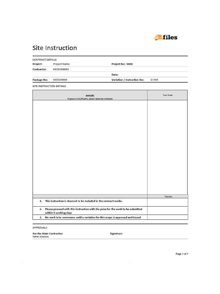 Site Instruction | PDF