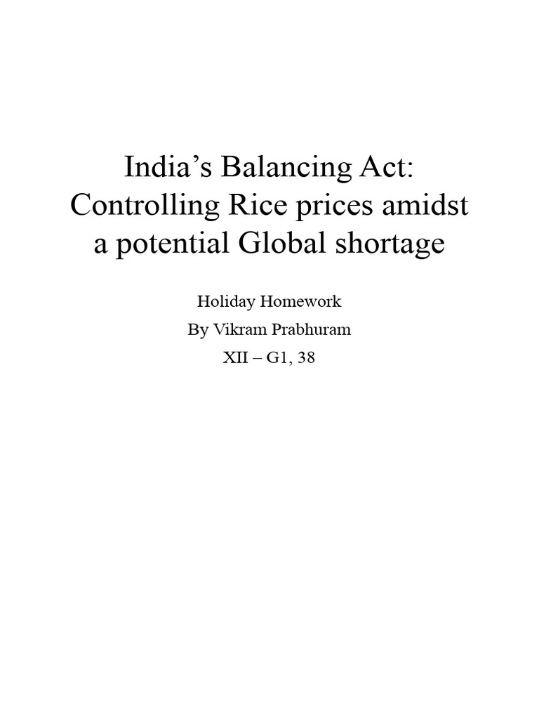 India's Balancing Act Controlling Rice Prices Amidst A Potential Global Shortage | PDF | Food ...