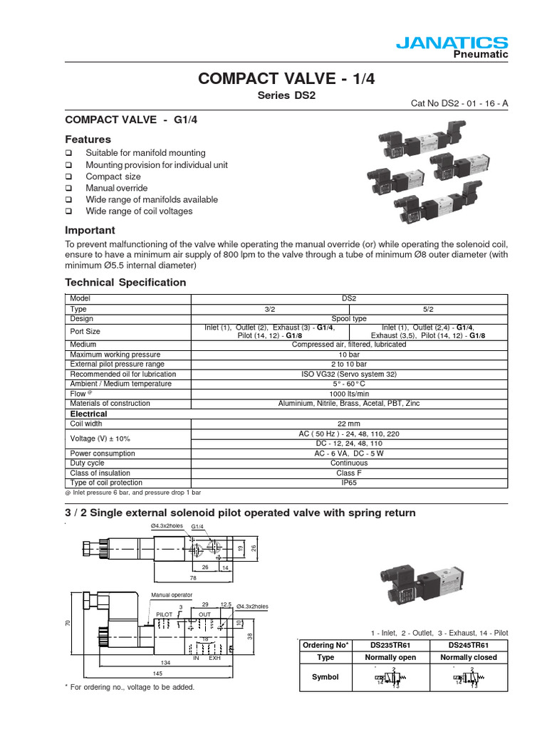 Seal Kit For Solenoid Valves | PDF | Valve | High Voltage Direct Current