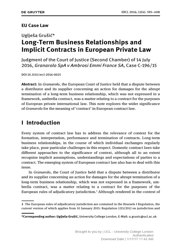 Long Term Business Relationship Contract Agreement | PDF | Tort ...