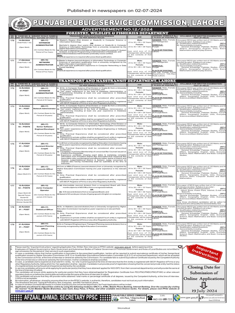 Advt No-12-2024 02-07-2024 X7 Version | PDF | Science | Multiple Choice