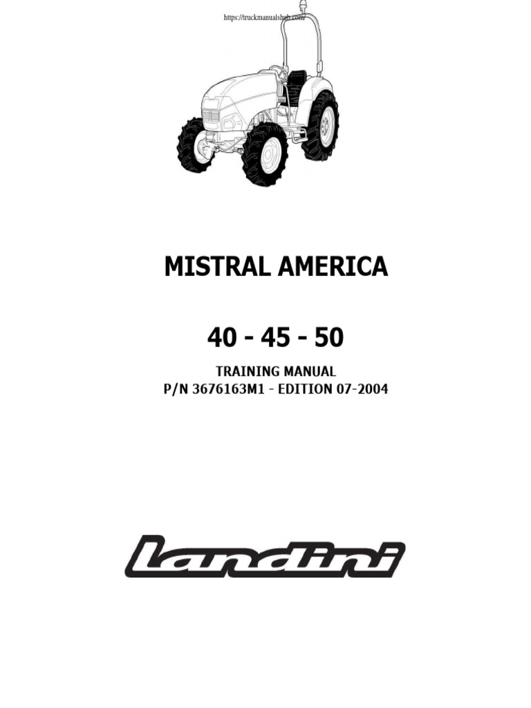 Landini Mistral America 40-45-50 Service Manual | PDF | Steering | Vehicles