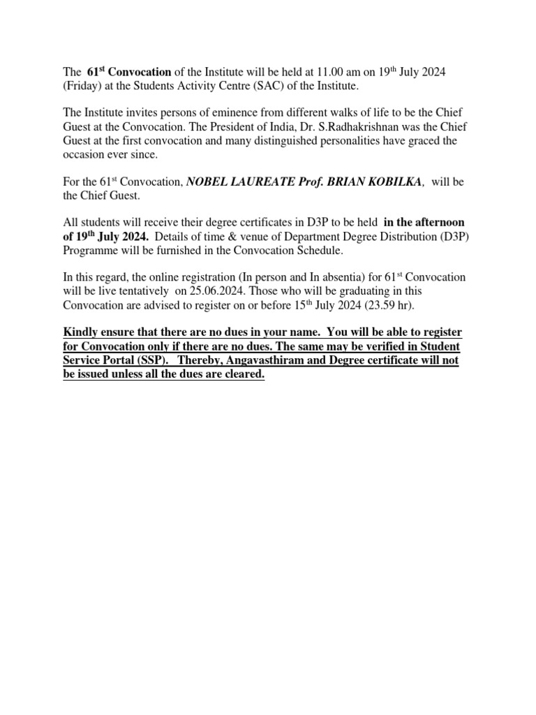 61st Convocation Details | PDF | Clothing