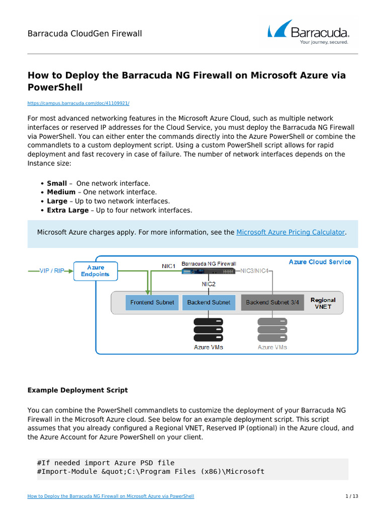 How To Deploy The Barracuda NG Firewall On Microsoft Azure Via ... How To Deploy The Barracuda NG Firewall On Microsoft Azure Via ...