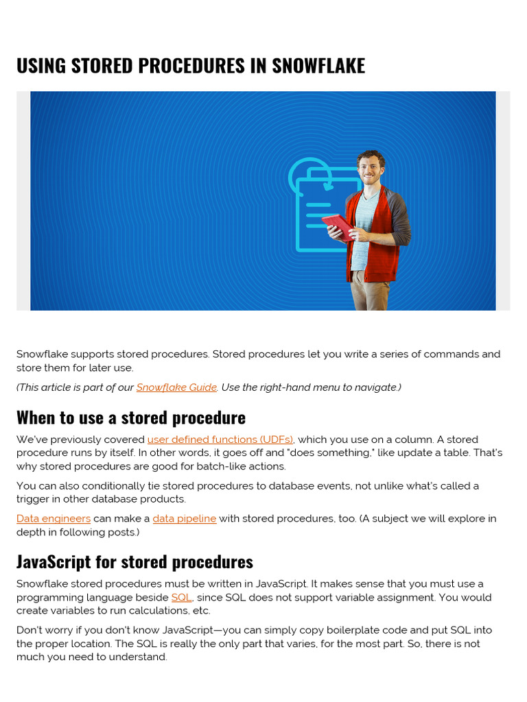 Using Stored Procedures in Snowflake | PDF | Sql | Software Development