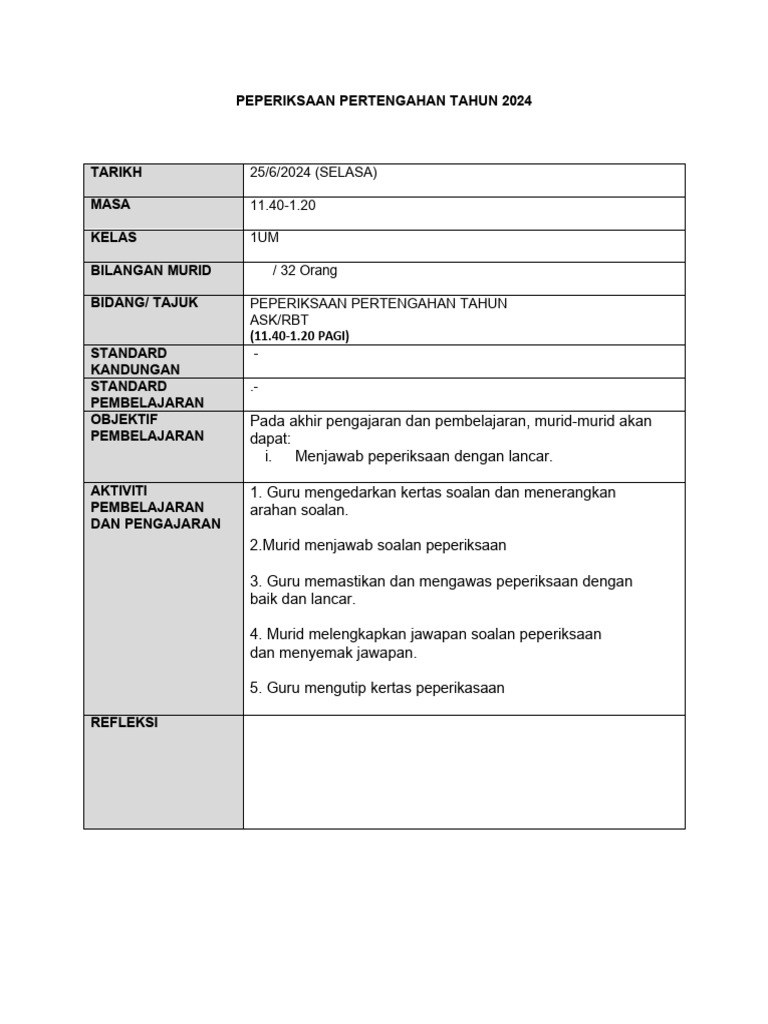 RPH Peperiksaan | PDF