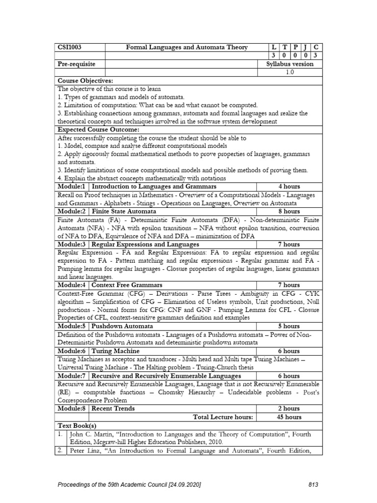 Formal Languages and Automata Theory Course | PDF | Automata Theory | Regular Expression