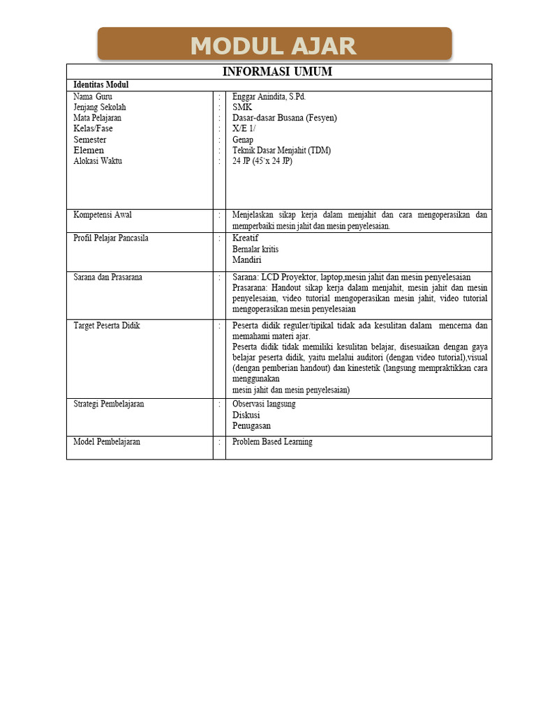 Modul Ajar TDM | PDF