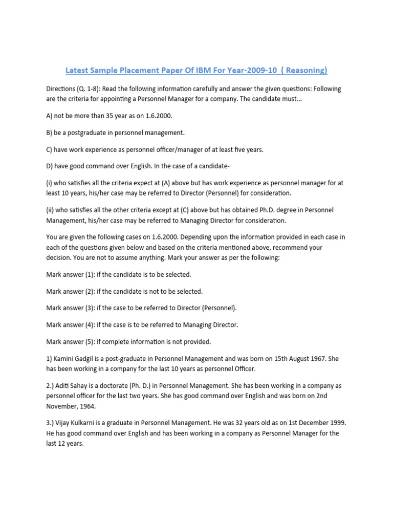 IBM Placement Papers | Download Free PDF | Matrix (Mathematics) | Area IBM Placement Papers | Download Free PDF | Matrix (Mathematics) | Area