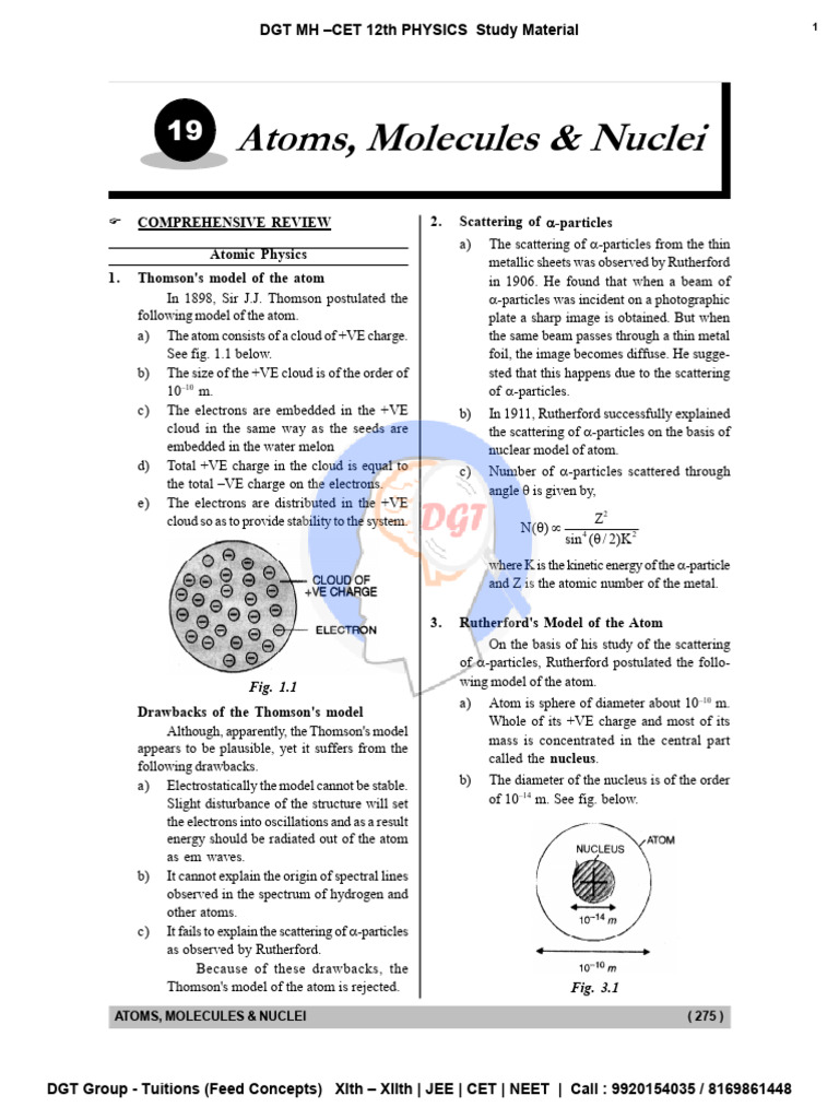 DGT Atoms Molecules Nuclei | PDF | Atomic Nucleus | Atoms