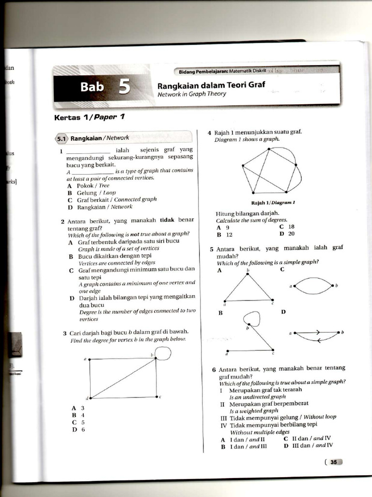 Math Form 4 Bab 5 Latihan Rangkaian Teori Bawah Graf Part 2 | PDF