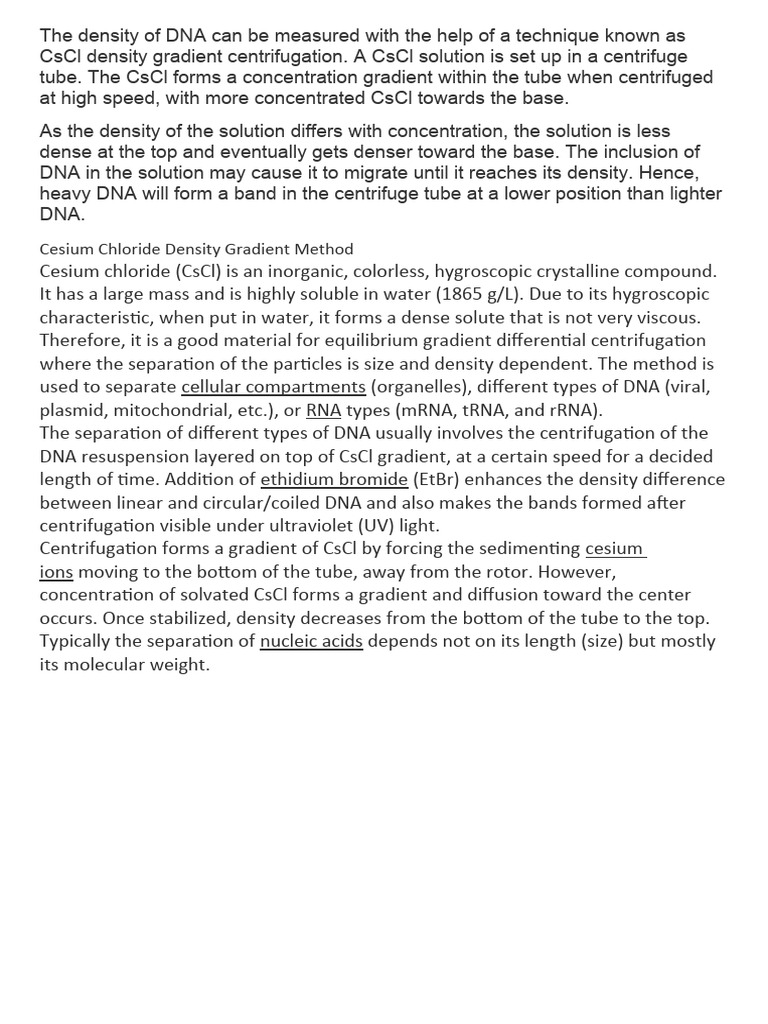 The Density of DNA Can Be Measured With The Help of A Technique Known ...