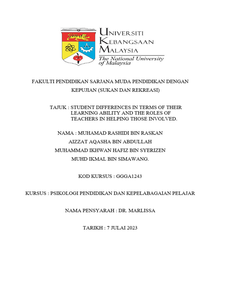 Report Tutorial Dr Marlissa Pdf Differentiated Instruction Learning