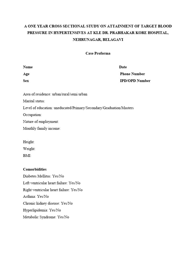 Case History Proforma BHUVANESH | PDF | Hypertension | Medical Specialties