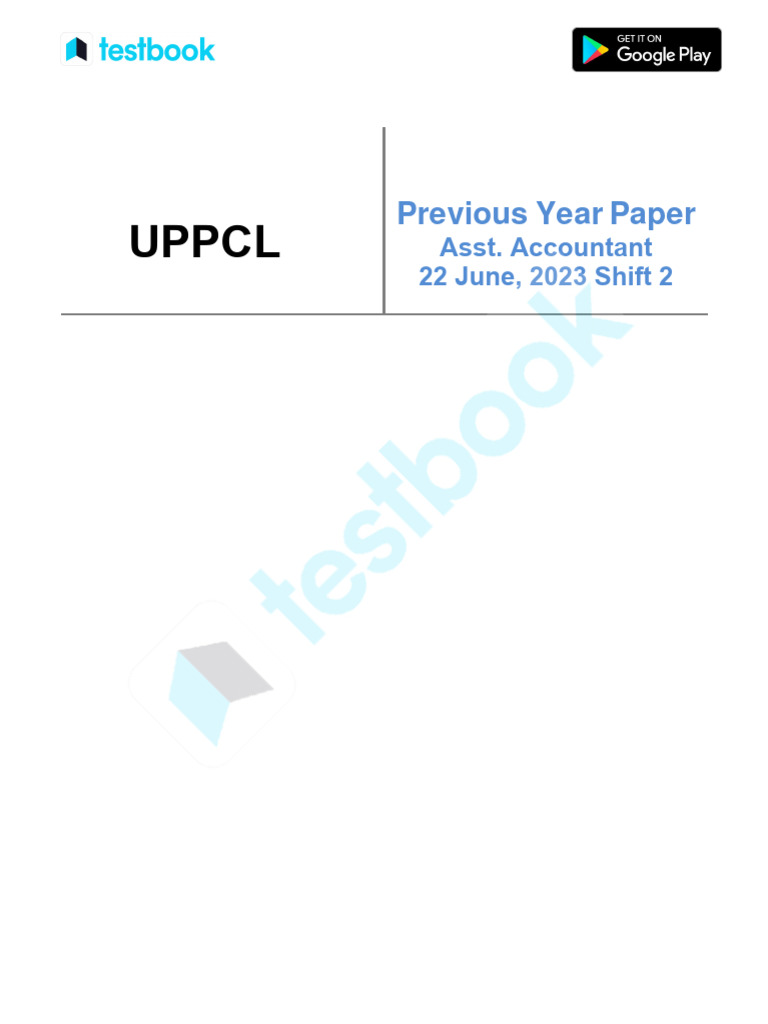 UPPCL Assistant Accountant Official Paper (Held On - 22 June 2023 Shift 2) | PDF