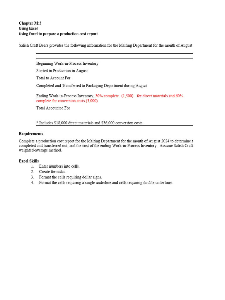 Ch03 Excel Problem Finished | PDF | Inventory | Management Accounting