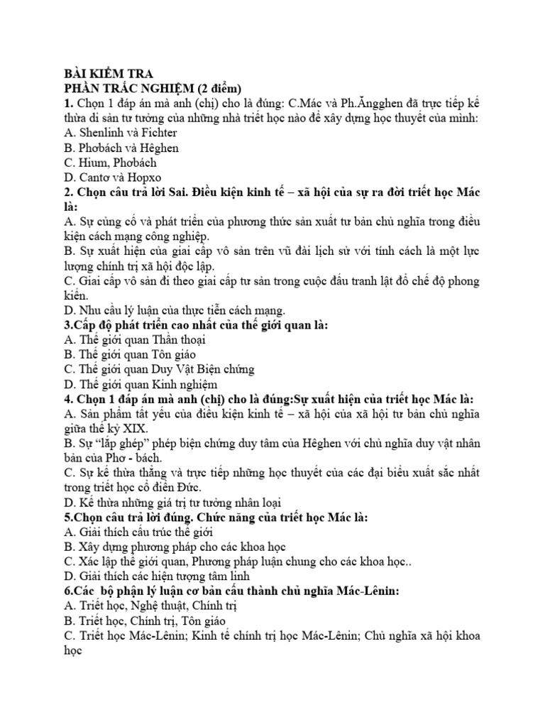 Bai Kiem Tra Triet Hoc | PDF