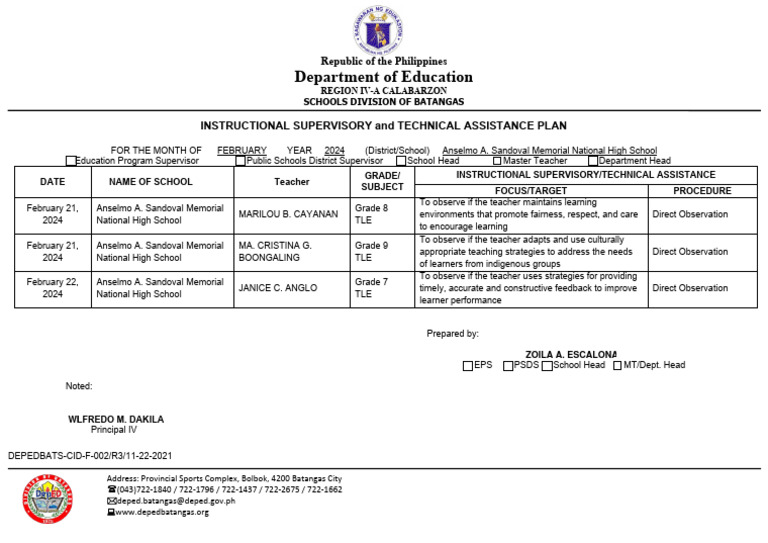 ISTAP February 2024 | PDF | Teachers | Learning