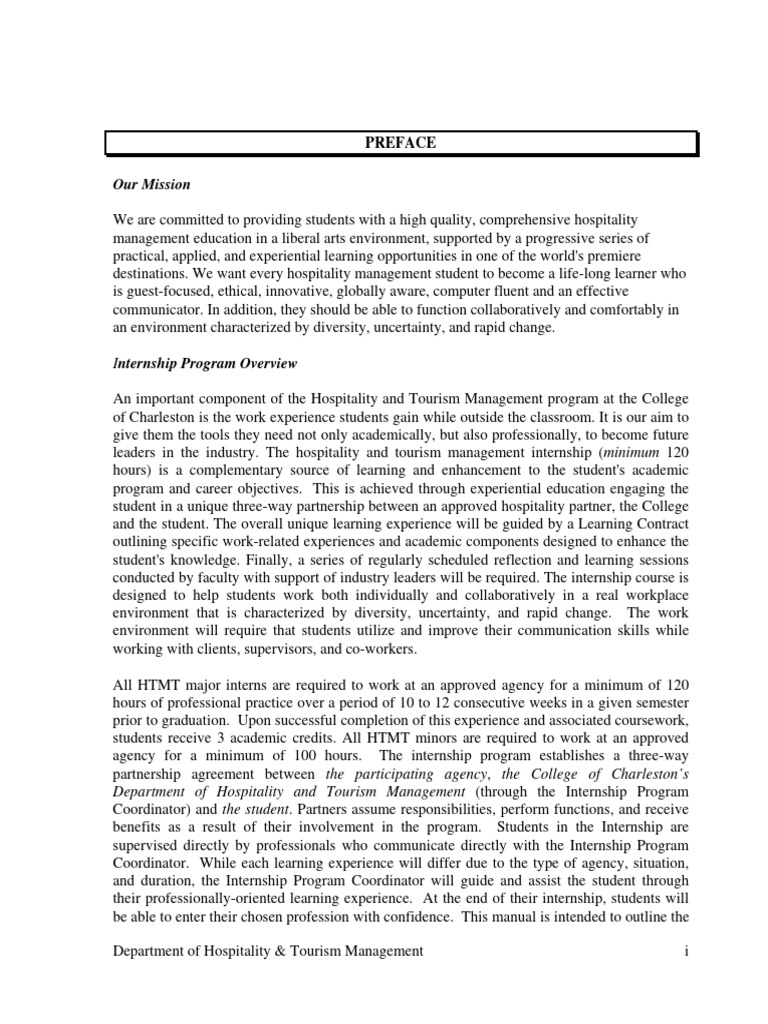 HTM Internship Manual | PDF | Cost Of Living | Internship