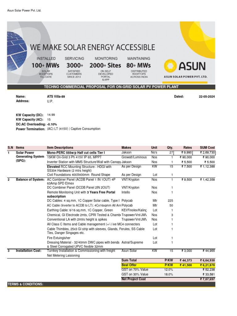 15kW Solar Proposal | PDF | Solar Power | Photovoltaic System