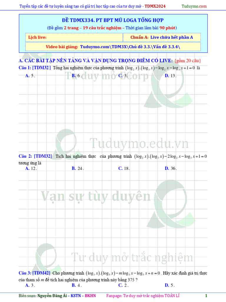 Live Tdmx334 PT BPT Mu Loga Tong Hop PDF | PDF