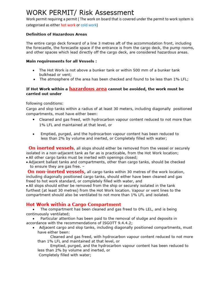 WORK PERMIT Risk Assessment | PDF | Risk
