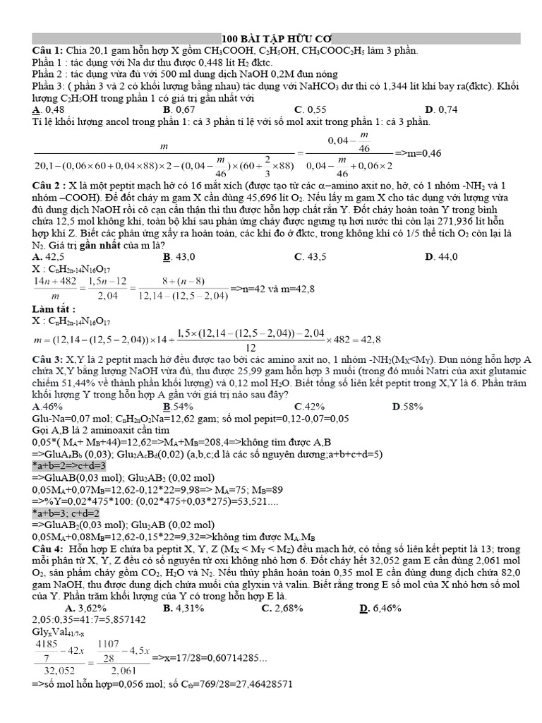 100 Bai Tap Hoa Huu Co Co | PDF