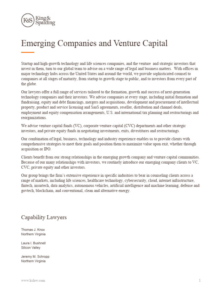 Emerging Companies and Venture Capital | PDF | Venture Capital | Corporate Finance
