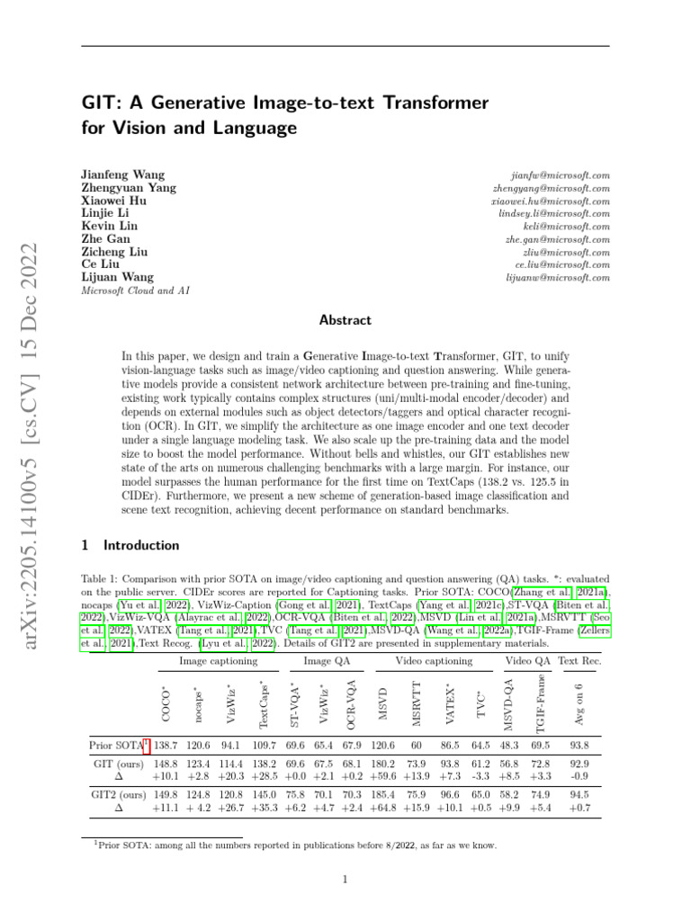 GIT Generative Image-To-Text Transformer | PDF | Applied Mathematics | Learning