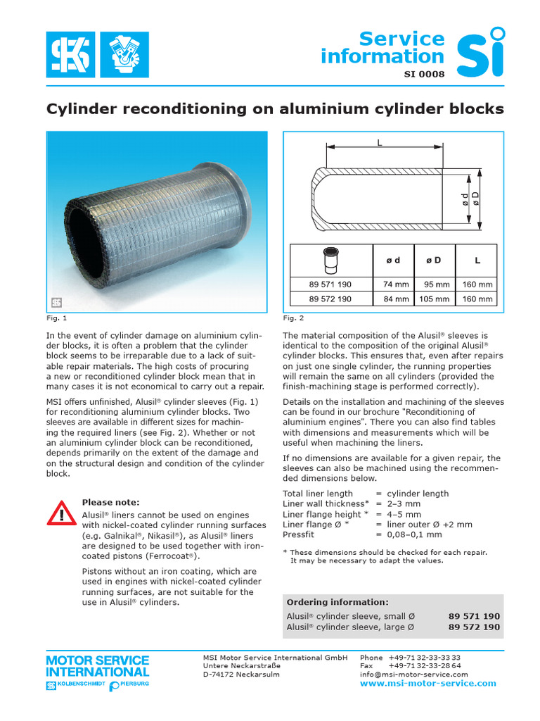 Cylinder Reconditioning On Aluminium Cylinder Blocks | PDF | Cylinder ...