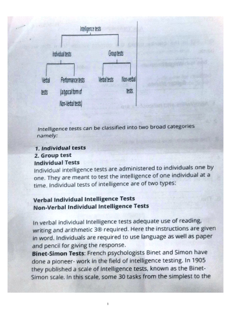 Verbal, Non Verbal and Performance Test | PDF