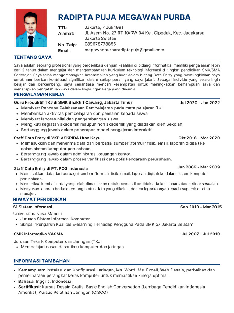 Profesional IT dengan Pengalaman Mengajar | PDF
